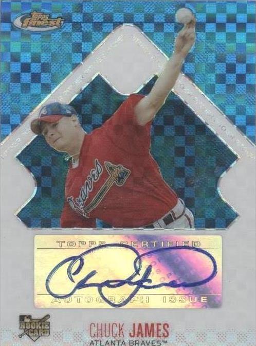 2006 Topps Finest - Rookie Autograph Chuck James #151 Blue X-Fractor ...