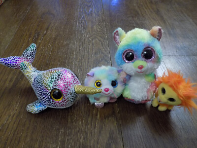 TY Beanie Boos Rodney Rainbow Hamster Sparkle Narwhal Ball cat Mini ...