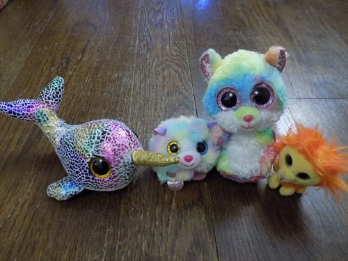 TY Beanie Boos Rodney Rainbow Hamster Sparkle Narwhal Ball cat Mini ...