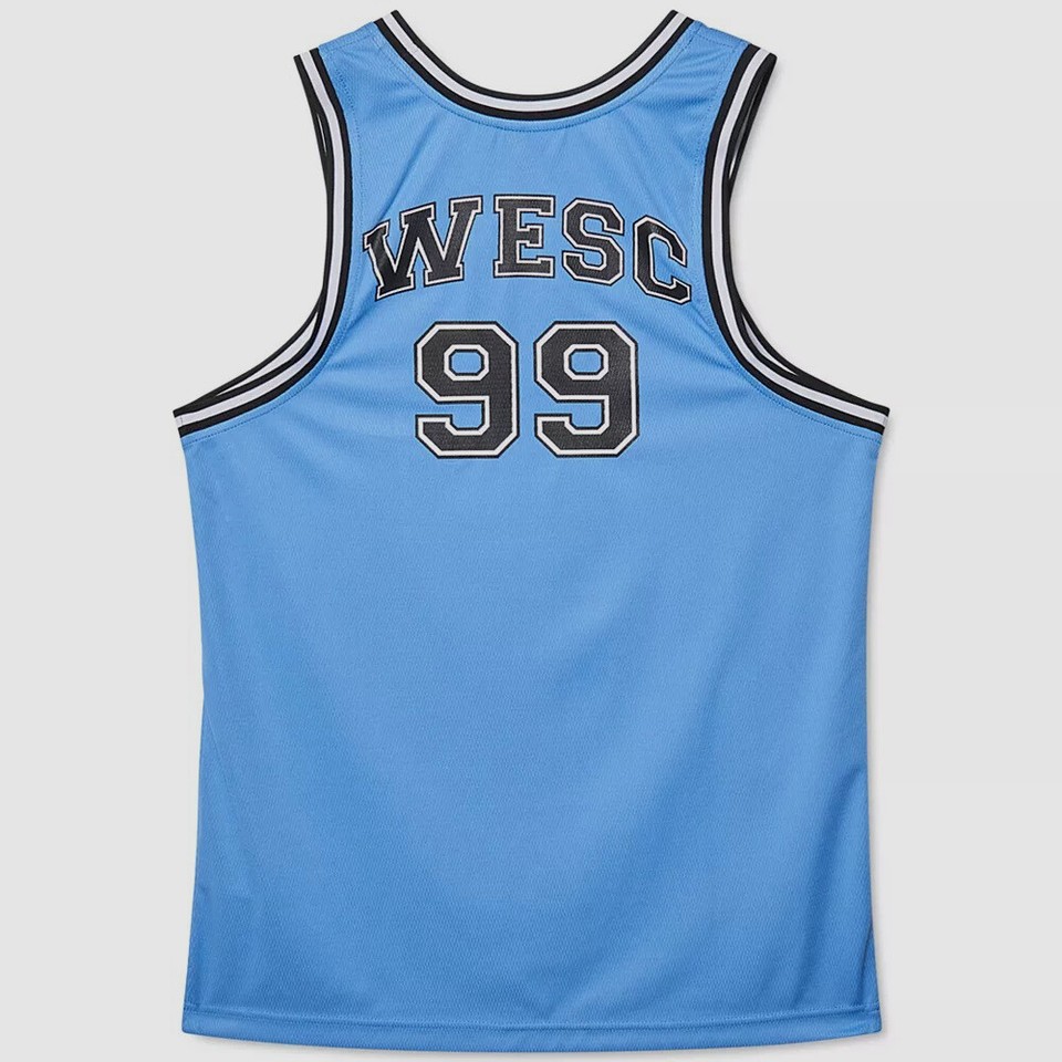 $50 WeSC Men's Blue Sleeveless Performance Basketball Jersey Tank-Top ...