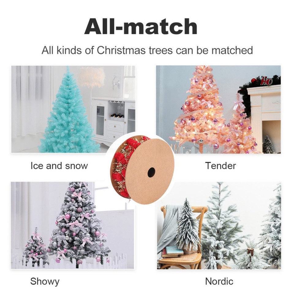 Glitter Pom-poms Ribbon Christmas Tree Decorative Ribbon for DIY Art ...