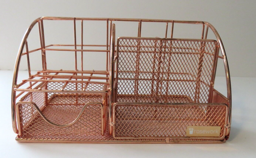 Copper Colored Desk Organizer Rosework Mesh Chic Impressive Hollywood ...