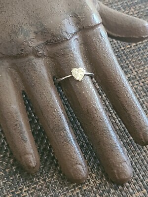 VINTAGE HAN STERLING SILVER CLEAR STONE HEART RING SIZE 7 925 | eBay