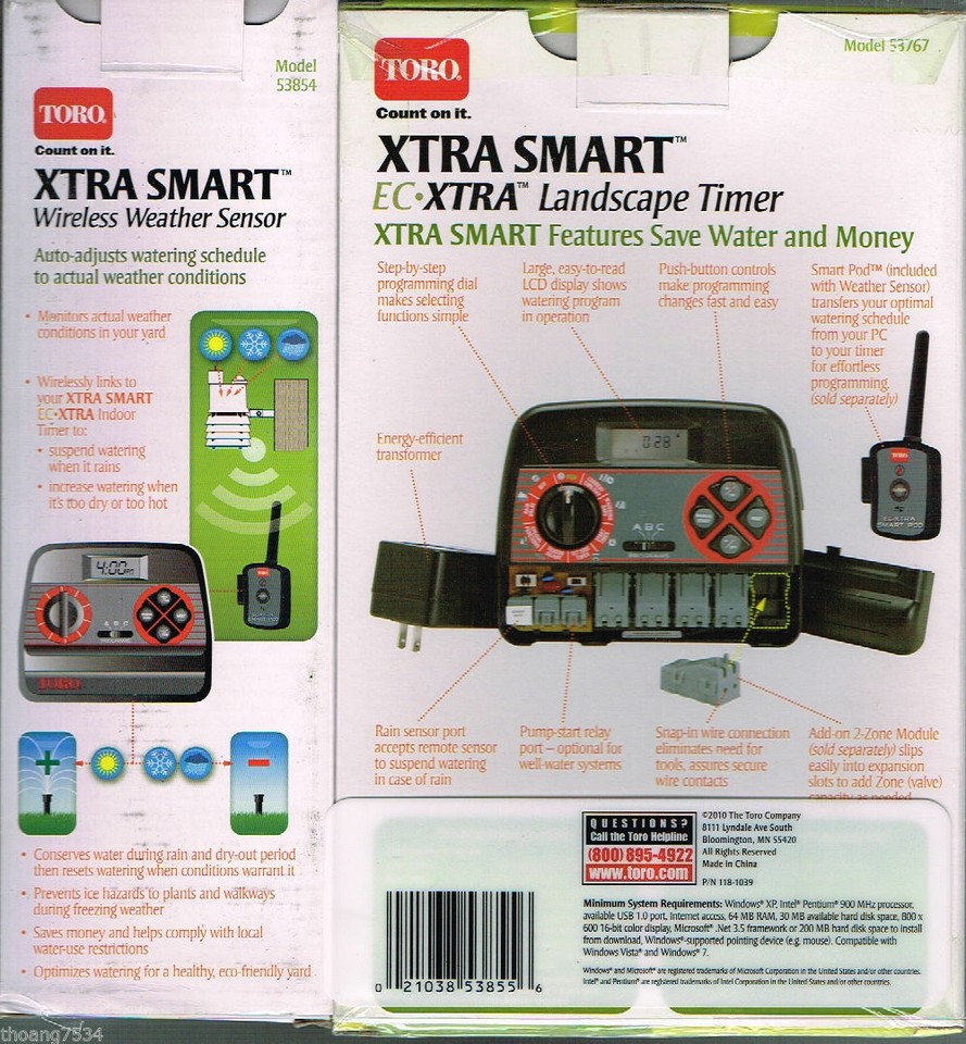 TORO Xtra Smart EC-XTRA Landscape Timer 8 Zone & Wireless Weather ...