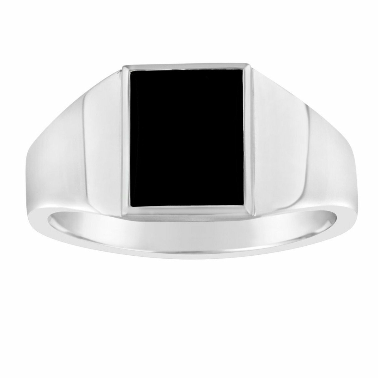 Gents Sterling Silver Rectangular Top Ring Black Onyx Q212B | eBay ...