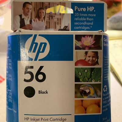 Lot of 2 Genuine OEM HP 56 Black Ink Printer Cartridges C6656AN Box Exp ...