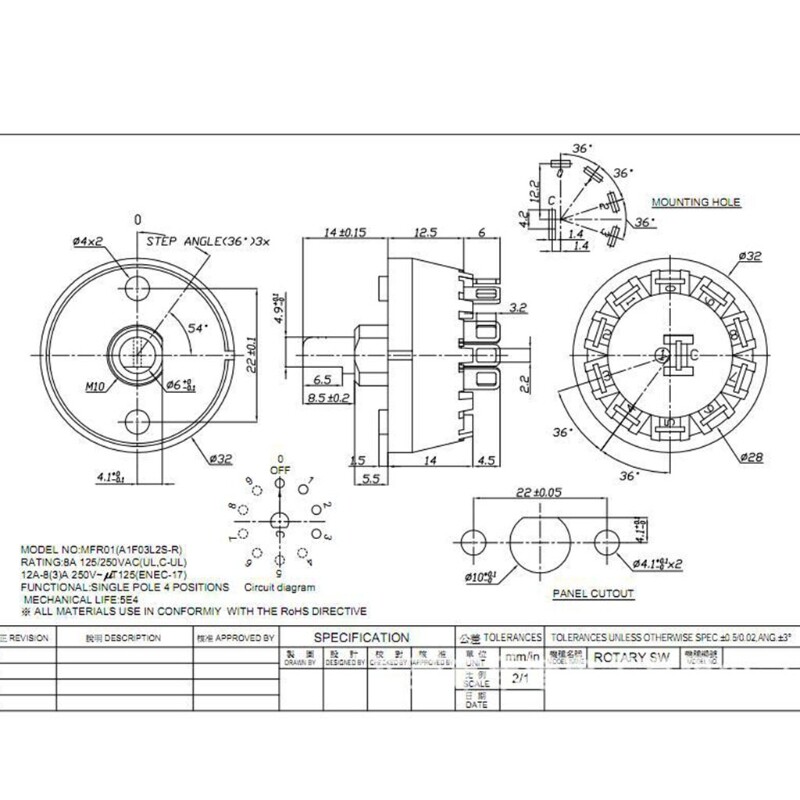 4-Position 3-Speed Fan Selector Rotary Switch 8A 125V/250VAC Fan Speed ...