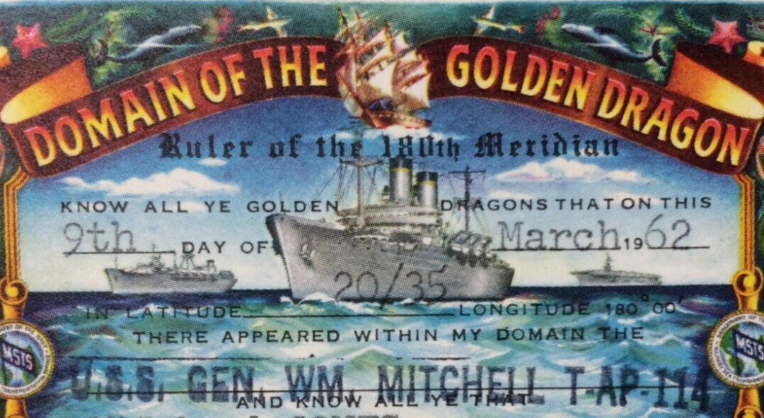Domain of the Golden Dragon Card 1958 USS Gen Wm Mitchell March 1962 | eBay