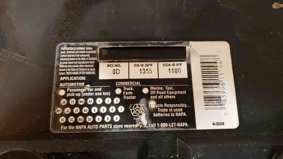 12V NAPA 8D 1100CCA Commercial Non-Spillable Lead Acid Battery (SKU: | eBay