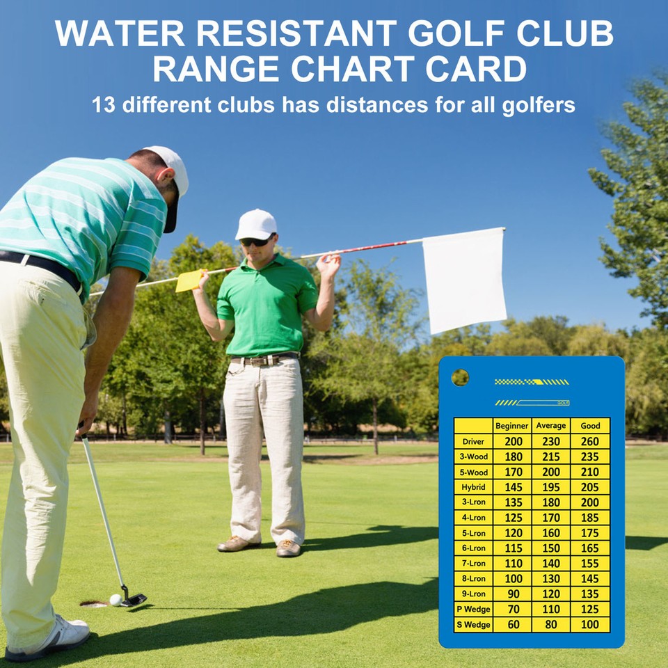 2Pcs Golf Club Range Chart Card Golfers Quick Reference Distance Guide ...