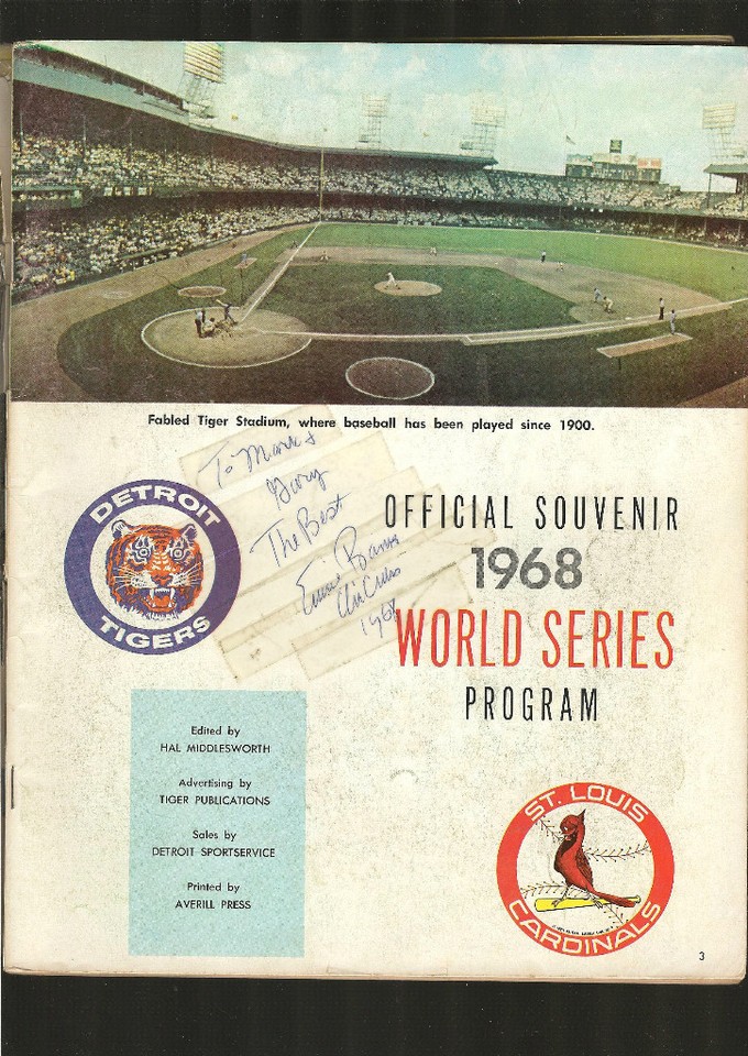 1968 World Series Program Ernie Banks Autograph Detroit Tigers/St ...