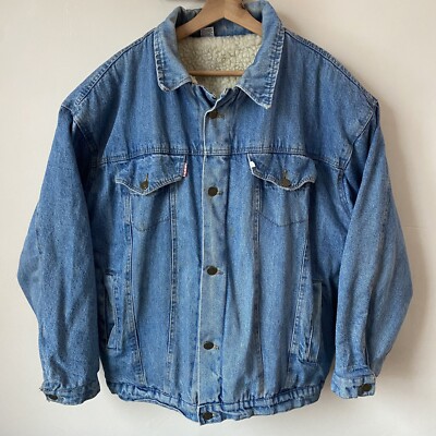 Vintage BNY Blue Denim Jacket Sherpa Lined Mens XL | eBay