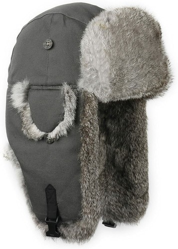 Mad Bomber Black Aviator Pilot Bomber Hat with Faux Fur Trapper Hunt ...