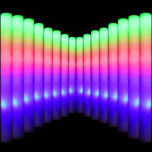 Light Up Glow Sticks Bulk, LED Foam Sticks in The Dark with 3 Modes ...