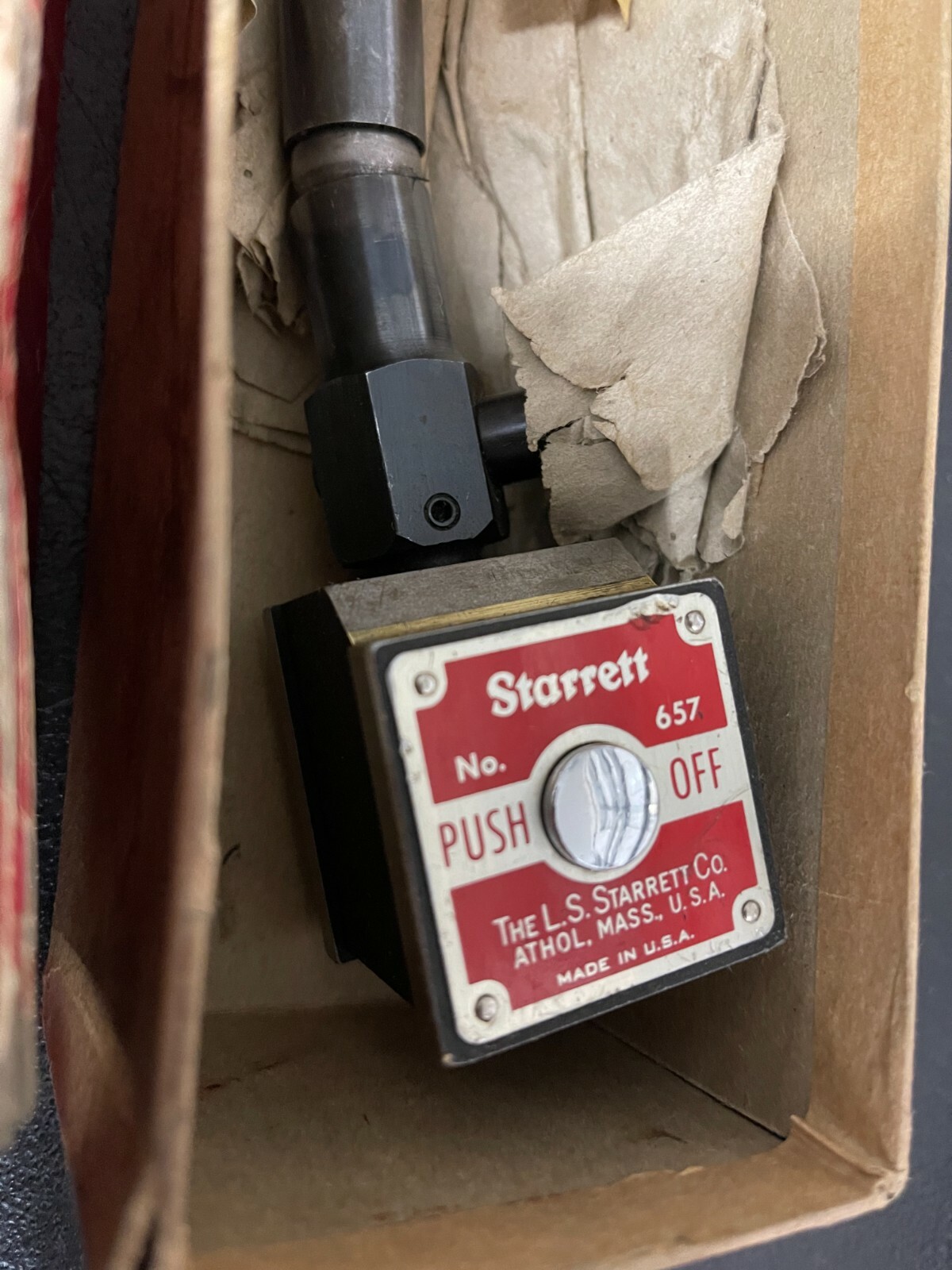 Starrett 657T Magnetic Base w/Post Assembly 657X 1/4" 657U Flex-O-Post ...