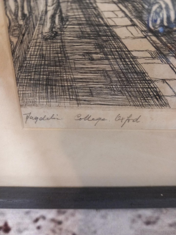 Vintage 1938 Gavin Rhodes? Magdelen College, Oxford. Pencil Drawing ...