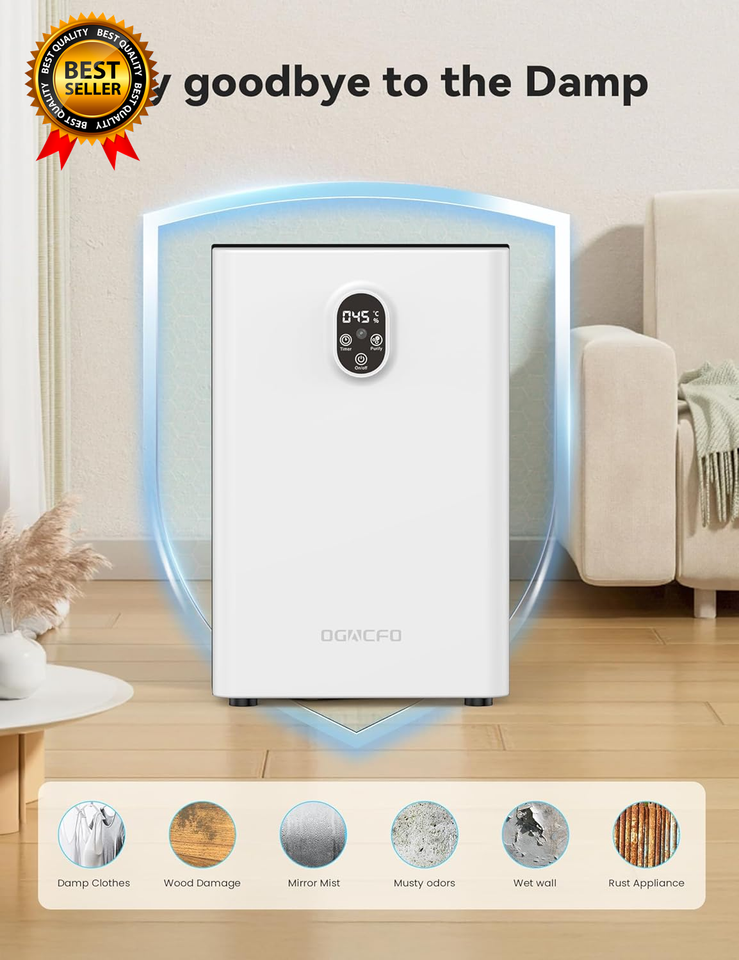 BUPPLEE 95OZ Dehumidifier for Home 1000 Sq.Ft Quiet Dehumidifier with ...