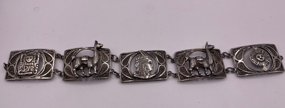 Vintage Sterling Silver Peru Pannel Filigree Bracelet (28.6g) | eBay