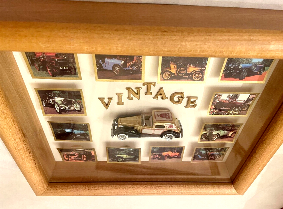 Vintage Auto Shadow Box Metal Car with Vintage Auto Photos Wall Hanging ...