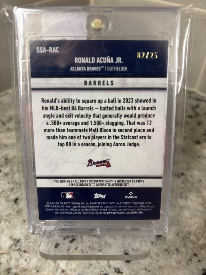 2024 Topps Series 2 Ronald Acuna Jr Stats-Barrels 86 Auto #/25 SSA-RAC ...