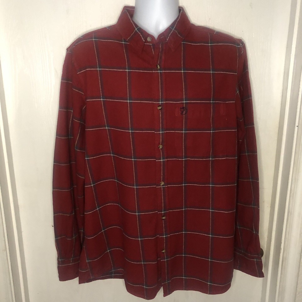 Fjallraven Ovik Comfort Flannel Men L Long Sleeve Pocket Red Blue ...