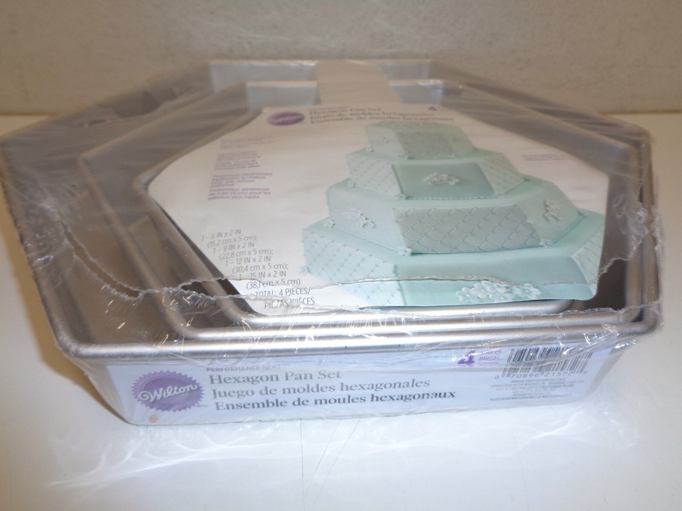 Wilton Performance Pans Aluminum Hexagon Cake Pan Set 4-Piece 6" 9" 12 ...