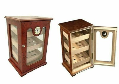 150-200 Count Countertop Display Humidor Storage Redwood Hygrometer ...