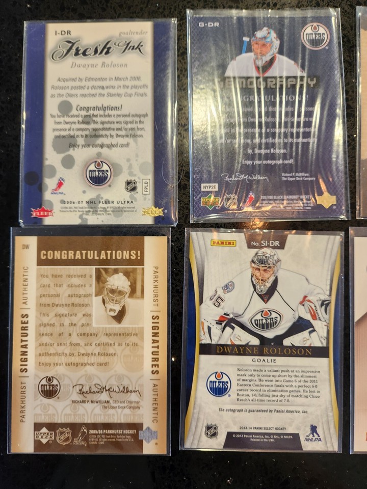 Dwayne Roloson Edmonton Oilers Autograph Card 8 Card Lot | eBay