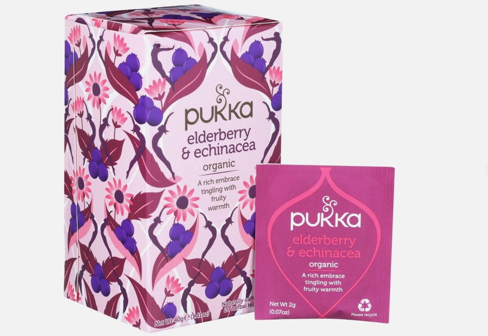 6 PACK Pukka Organic Herbal Tea Bags, Elderberry Echinacea, 20 Count BB ...