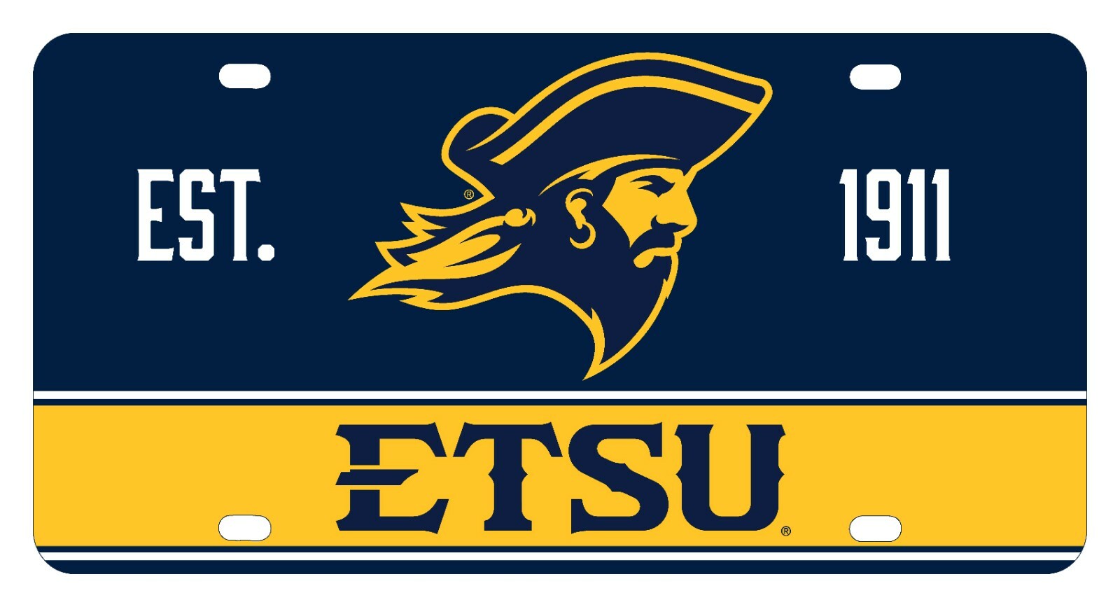 East Tennessee ETSU Buccaneers Full Color Team Logo Metal License Plate ...