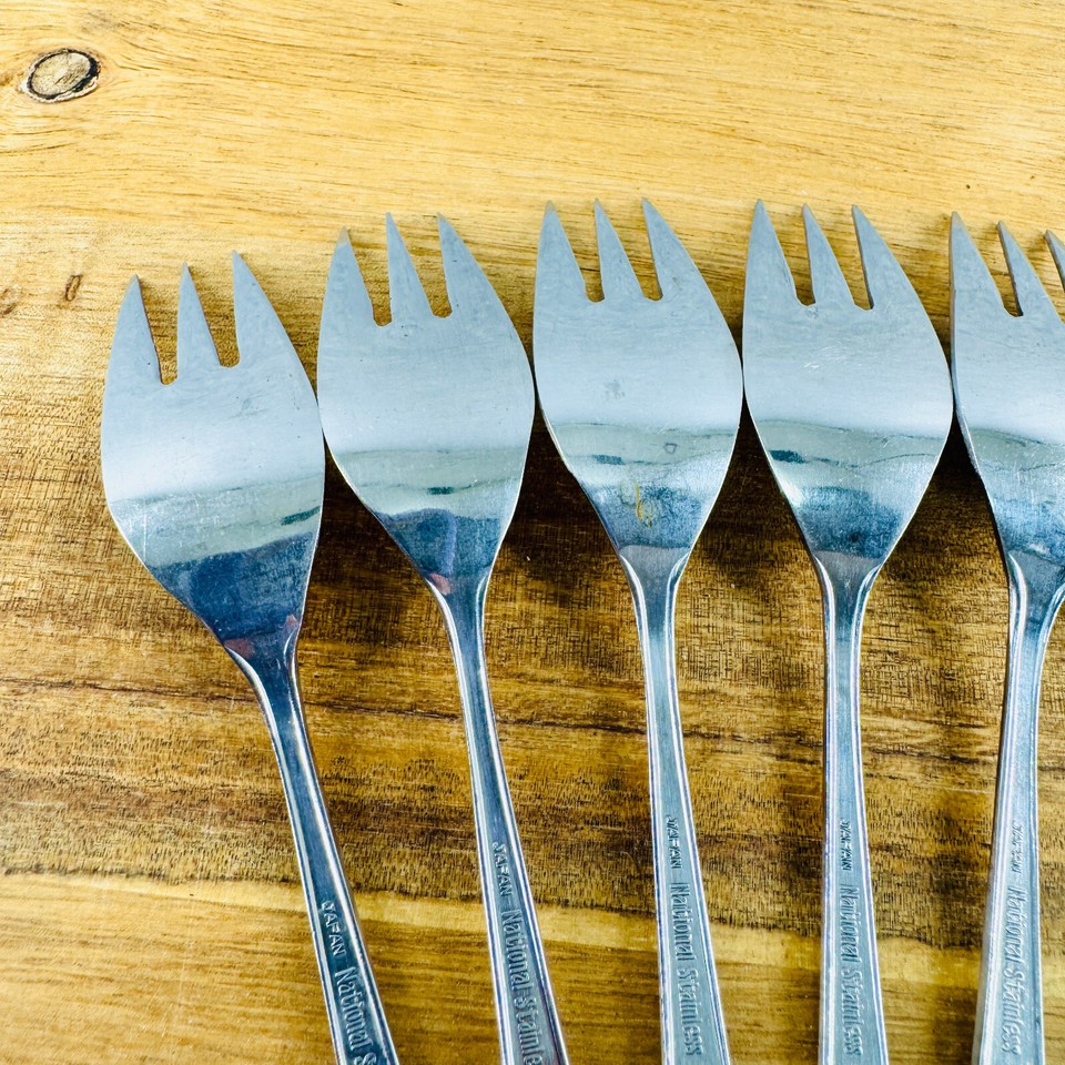 National Stainless CHARMANTE 7 Salad Forks Flatware Stainless Steel Vtg ...