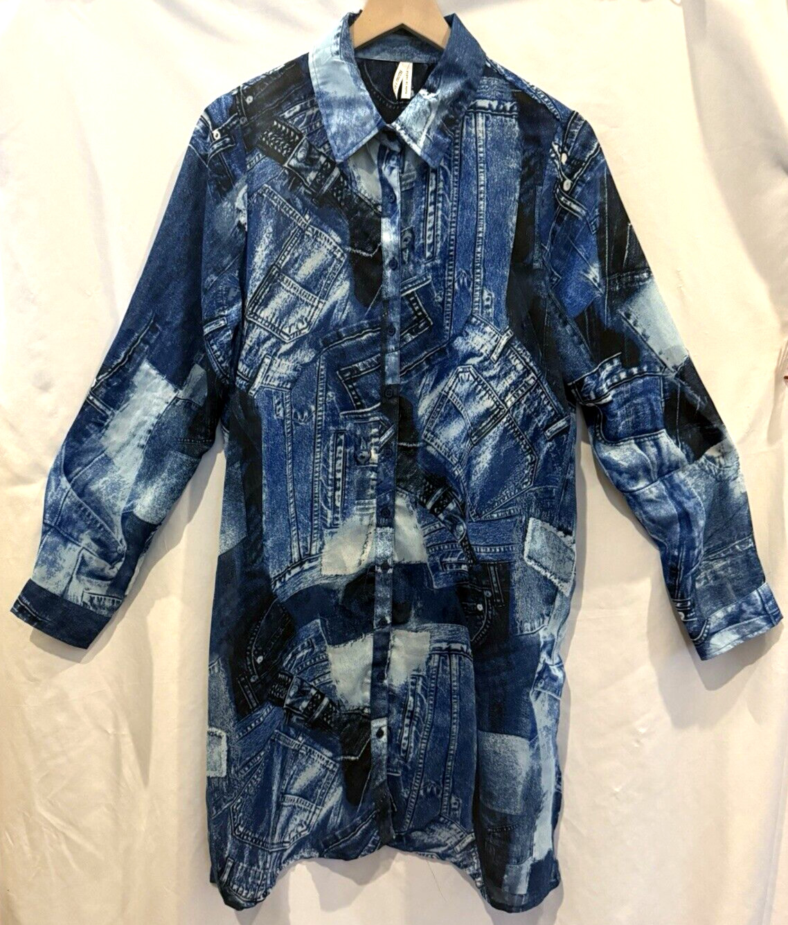 Live 4 Truth Sheer Shirt Dress Large Patchwork Denim … - Gem
