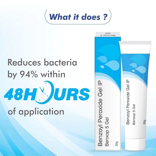 Benxop 5% Benzoyl Peroxide Water Based Gel for Acne 20g | Pack of 10 ...