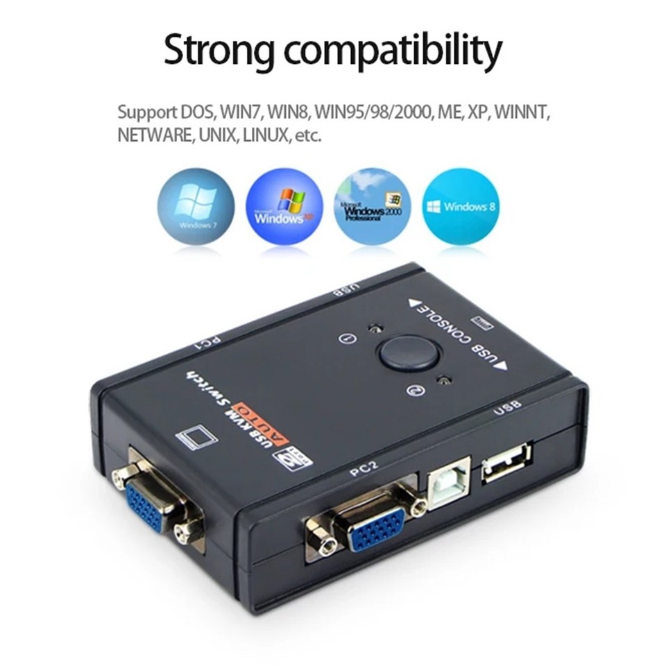 VGA KVM 2 Ports VGA Splitter für Maus -Tastaturdrucker Share Switcher ...