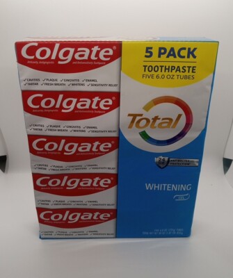 Colgate Toothpaste Total Whitening Paste 5 PACK 6 OZ TUBES - NIB (EXP ...