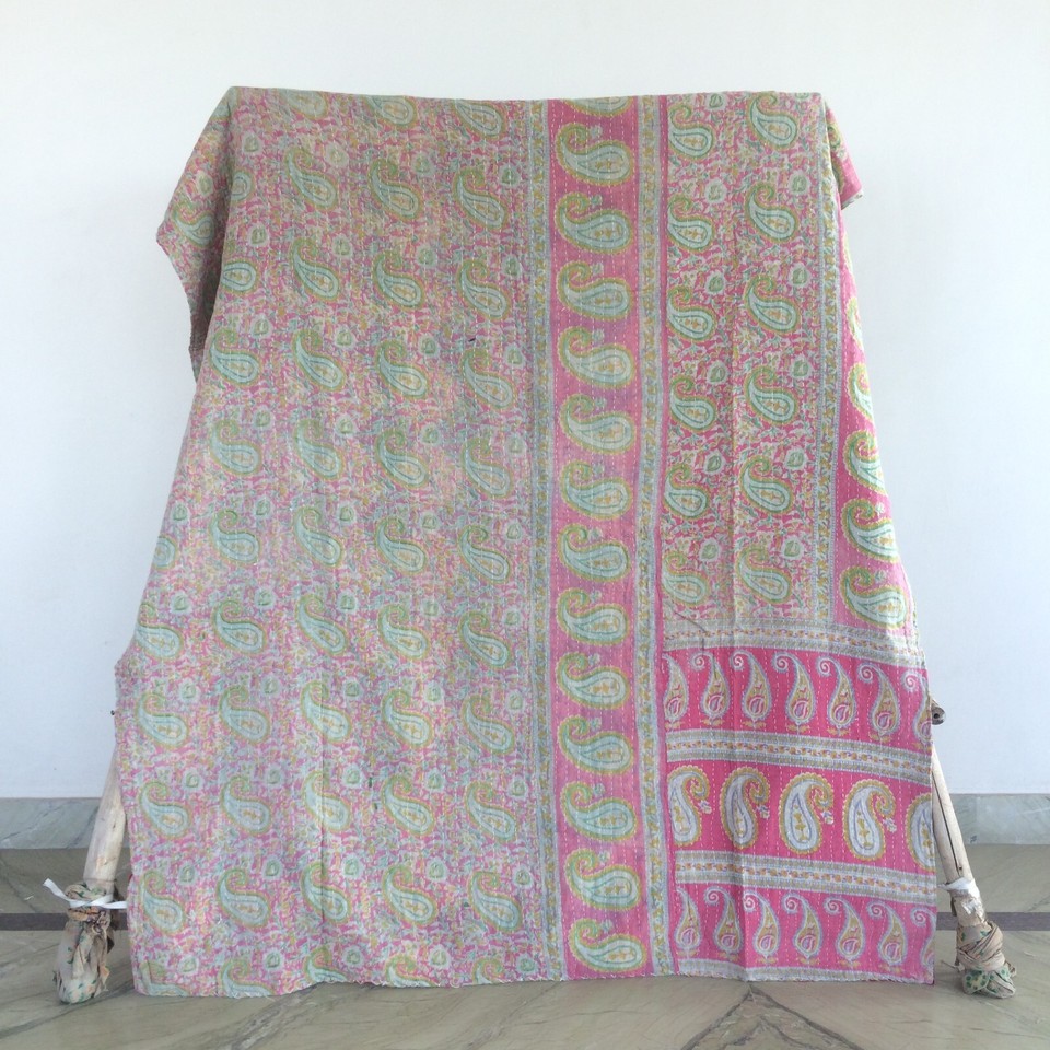 Vintage Kantha Throw Quilt Handmade Indian Ralli Gudri Blanket ...