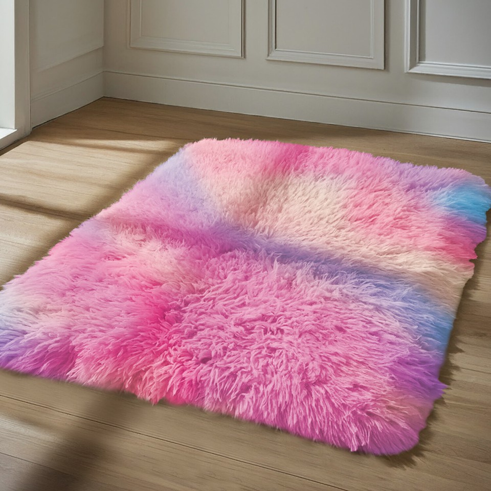 Shaggy Fluffy Area Rug Anti Skid Living Room Bedroom Carpet Ultra Soft ...