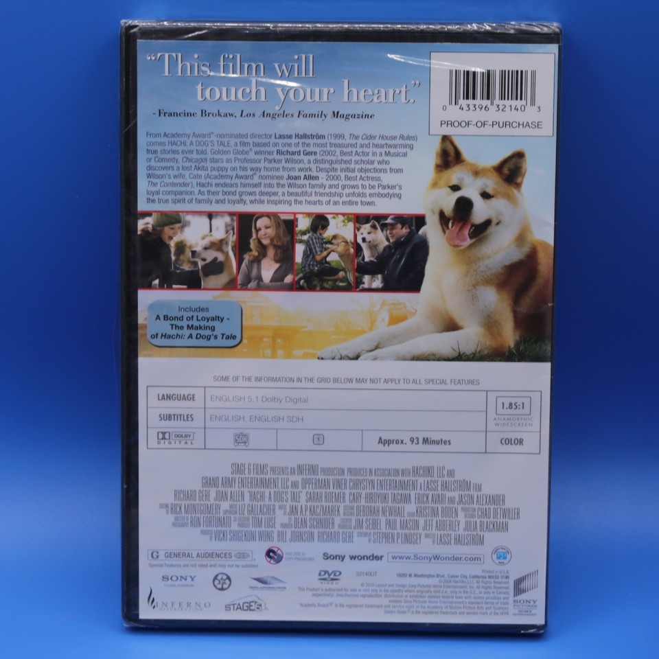 Hachi A Dog's Tale DVD 2009 Richard Gere Joan Allen Family Drama Based ...