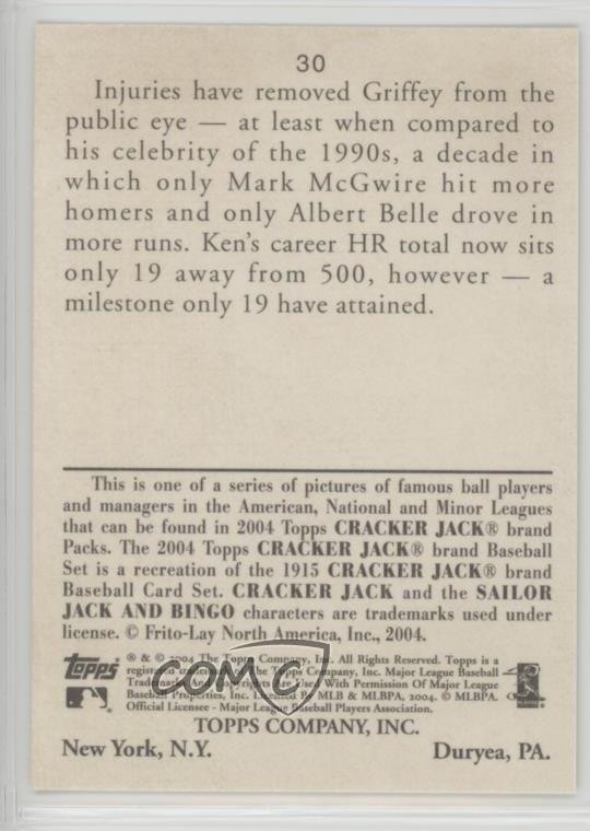 2004 Topps Cracker Jack Ken Griffey Jr #30 HOF | eBay