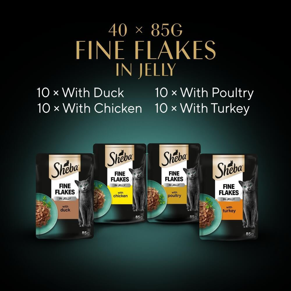 SHEBA - Adult Wet Cat Food Pouches- 40 x 85 g - Poultry - Bulk Cat Food ...