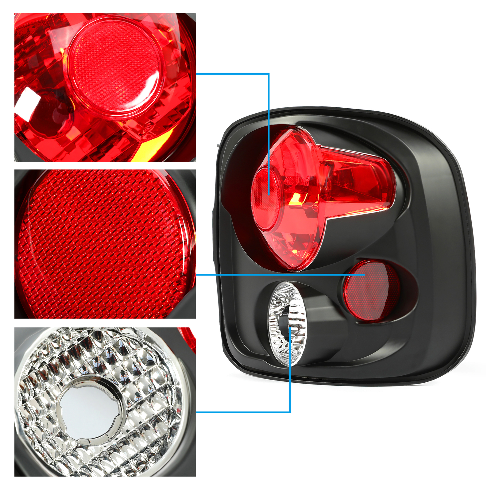 Black Tail Lights Lamps For Chevy Silverado GMC Sierra Stepside 99-04 ...