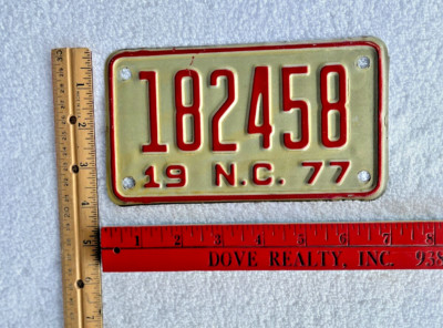 Vintage 1977 North Carolina Motorcycle License Plate Tag Original ...