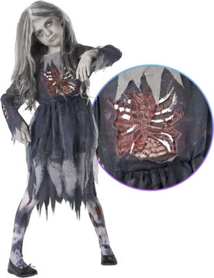 Girls Zombie Costume Kids Undead Dress Scary Halloween Costume 4 - 14 ...