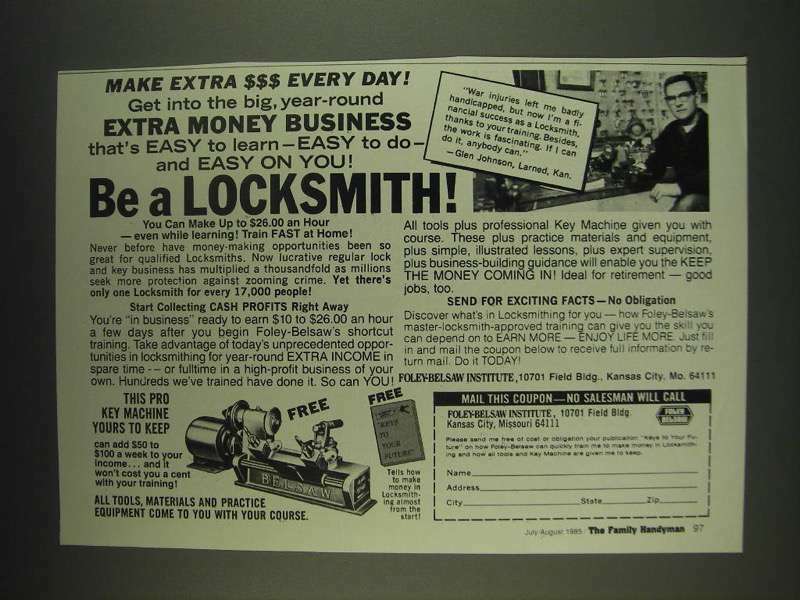 1985 Foley-Belsaw Institute Ad - Make extra $$$ every day | eBay