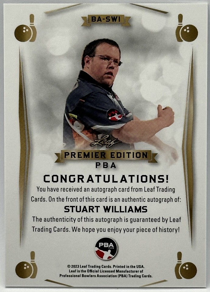 2023 Leaf PBA Premier Edition - Stuart Williams - Base Silver Auto BA ...