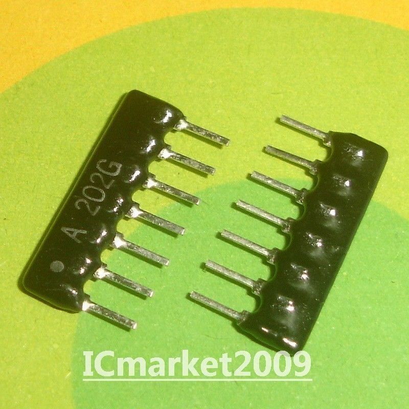 200 PCS A07-202G A 202G 2K ohm 2KR 6 Commoned Resistor Network Array 7 ...