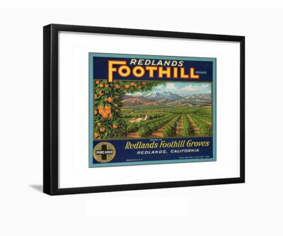 Crate Label fruit advertising art print framed Redlands foothills crate ...