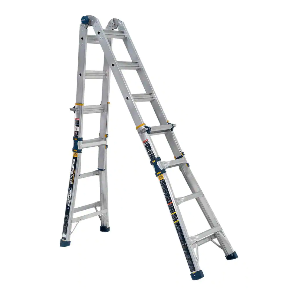 WERNER Pro Ladder 18-Ft Reach Aluminum Multi-Position 375-Lbs Load ...