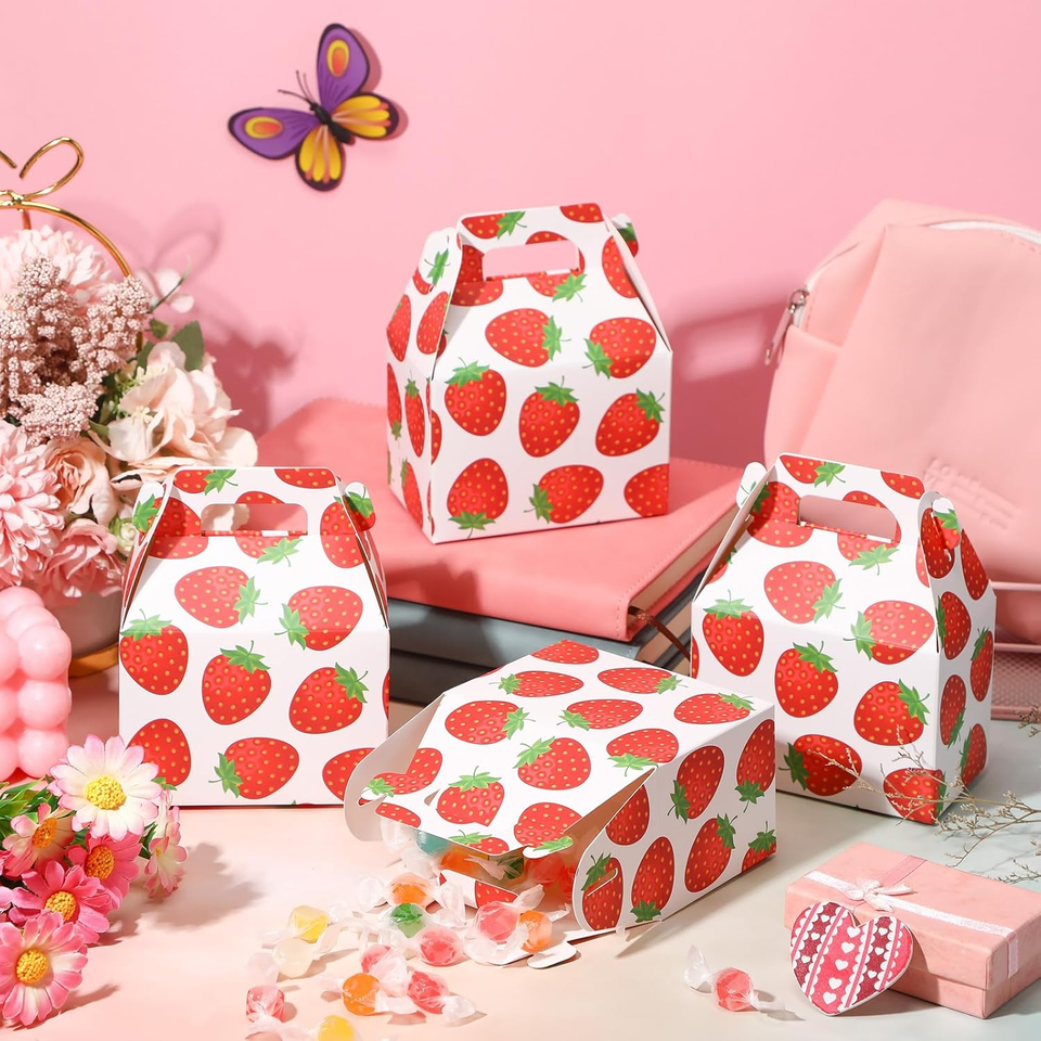 22 Pcs Strawberry Party Favor Boxes Strawberry Candy Treat Goody Gift ...