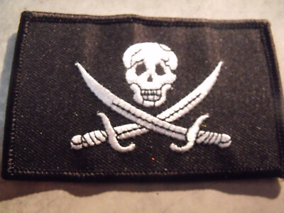 Calico Jack Jolly Roger Pirate Flag Embroidered Patch 3.5"x2.25" inches ...